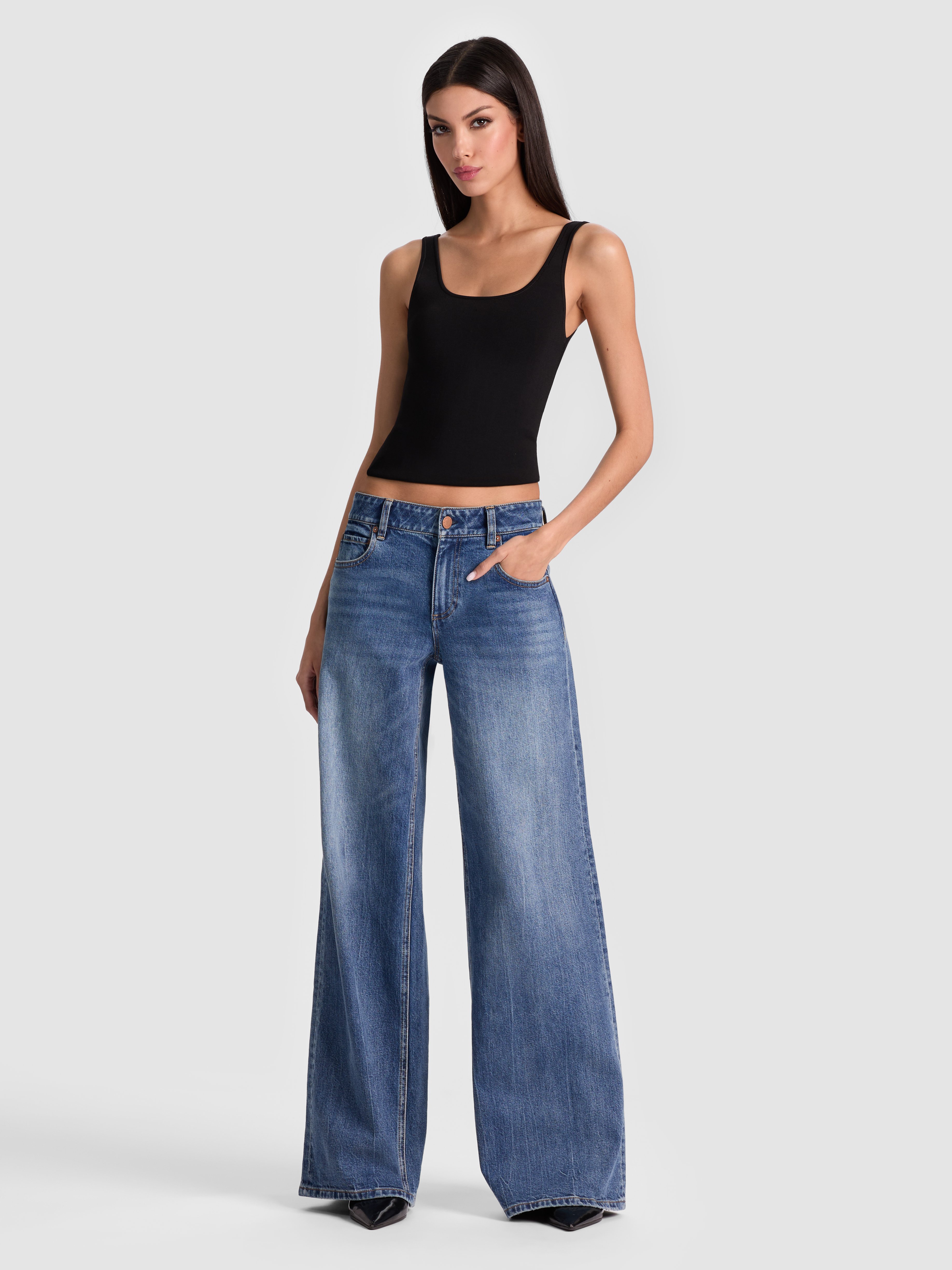 ALICE + OLIVIA Alice + Olivia Low Rise Wide Leg Jeans